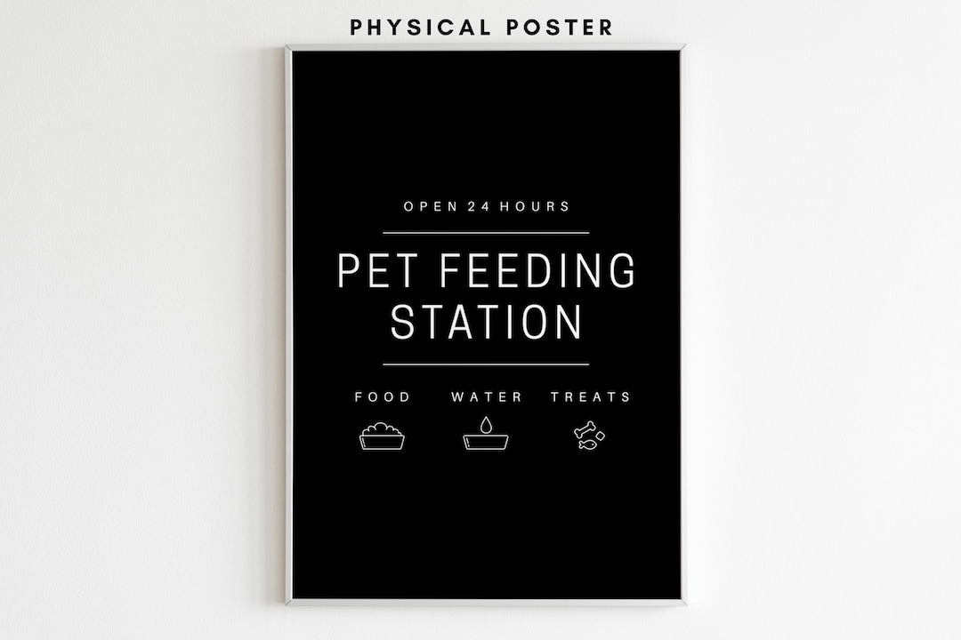 Pet Feeding Station Dark Matte Poster: Modern Pet Care Sign - Etsy