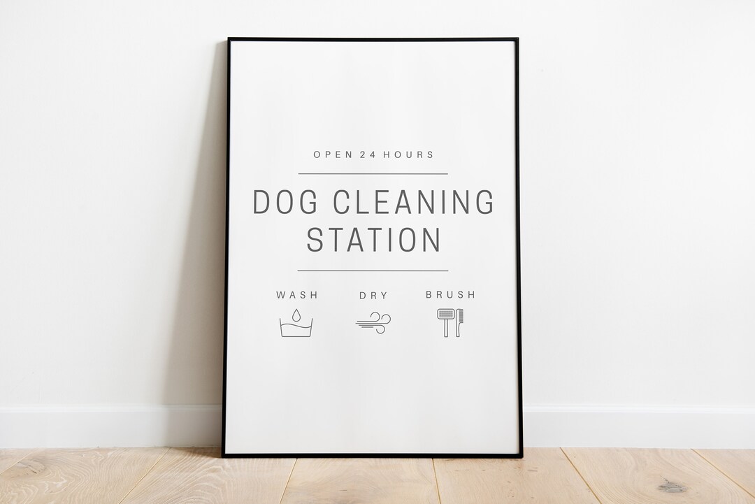 Dog Cleaning Station Print | Dog Wash & Bath Art | Dog Laundry Room ...
