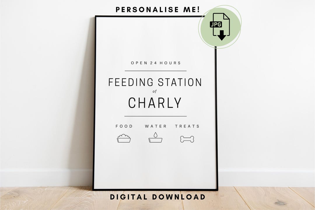 Personalized Dog Feeding Station Sign: Custom Pet Name Print (digital ...