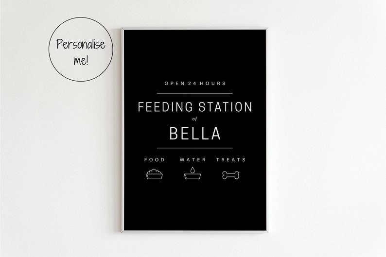 Customized Dog Name Print | Printable Dog Feeding Station Sign ...