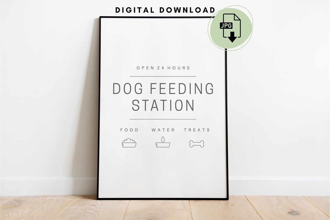 Minimalist Dog Feeding Station Printable | Modern Dog Diner Sign ...