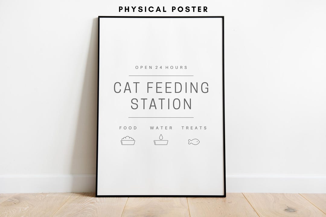 Cat Feeding Station Matte Poster | Cat Food Sign & Care Guide | Cat ...