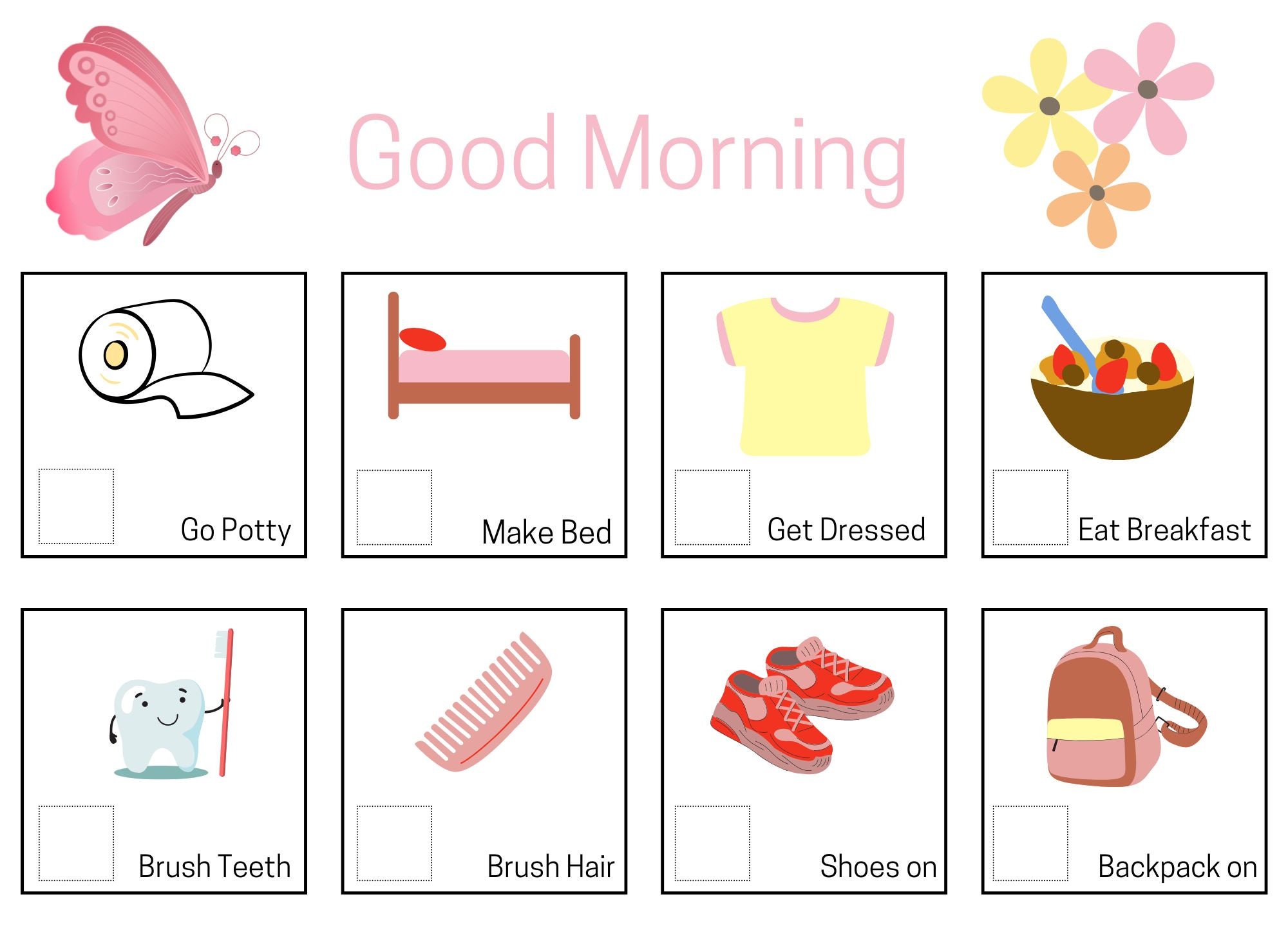 Checklist Morning Routine Checklist, Elementary Age, Get Ready for ...