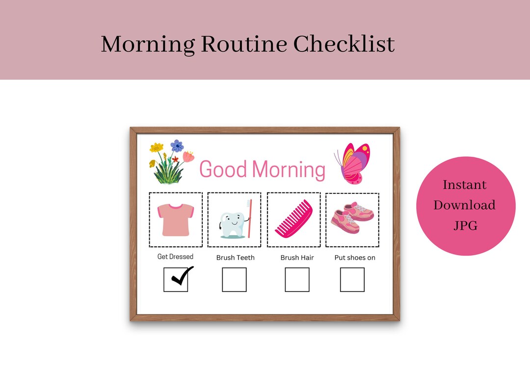 Toddler Morning Routine, Printable, Instant Download, Flowers and ...