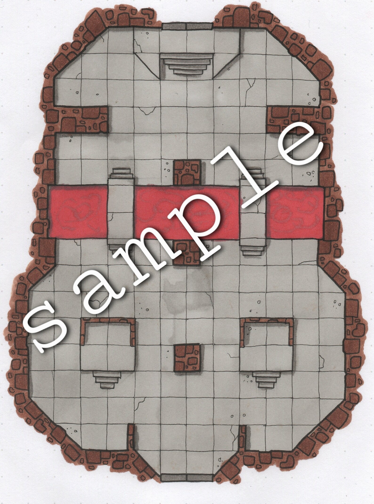 Hand-drawn Battle Map: Coloured Lava Crossing Temple - Etsy