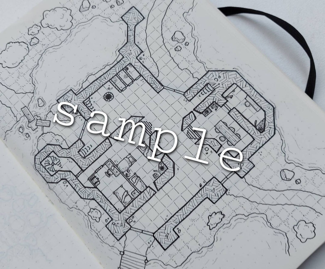 Hand-drawn Battle Map: Crossroads Fort with Roof Map - Etsy Australia