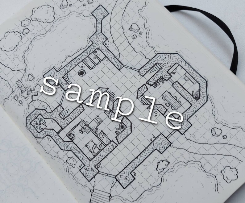 Hand-drawn Battle Map: Crossroads Fort (with Roof Map) - Etsy Hong Kong