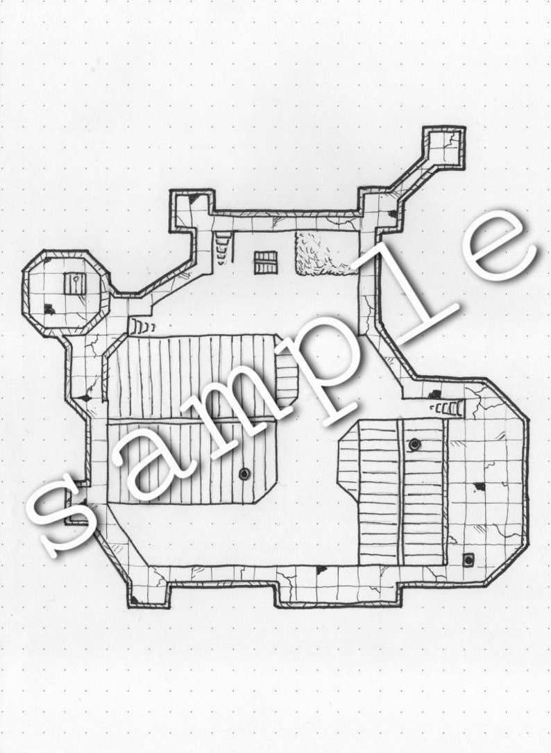 Hand-drawn Battle Map: Crossroads Fort with Roof Map - Etsy Israel