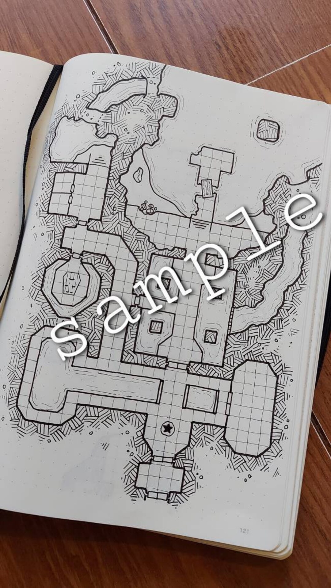 Hand-drawn Dungeon: Temple With Underground Lake - Etsy