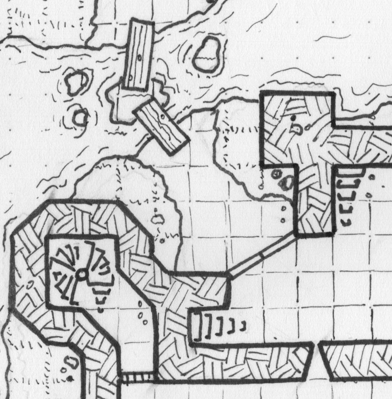 Hand-drawn Battle Map: Crossroads Fort with Roof Map - Etsy Australia