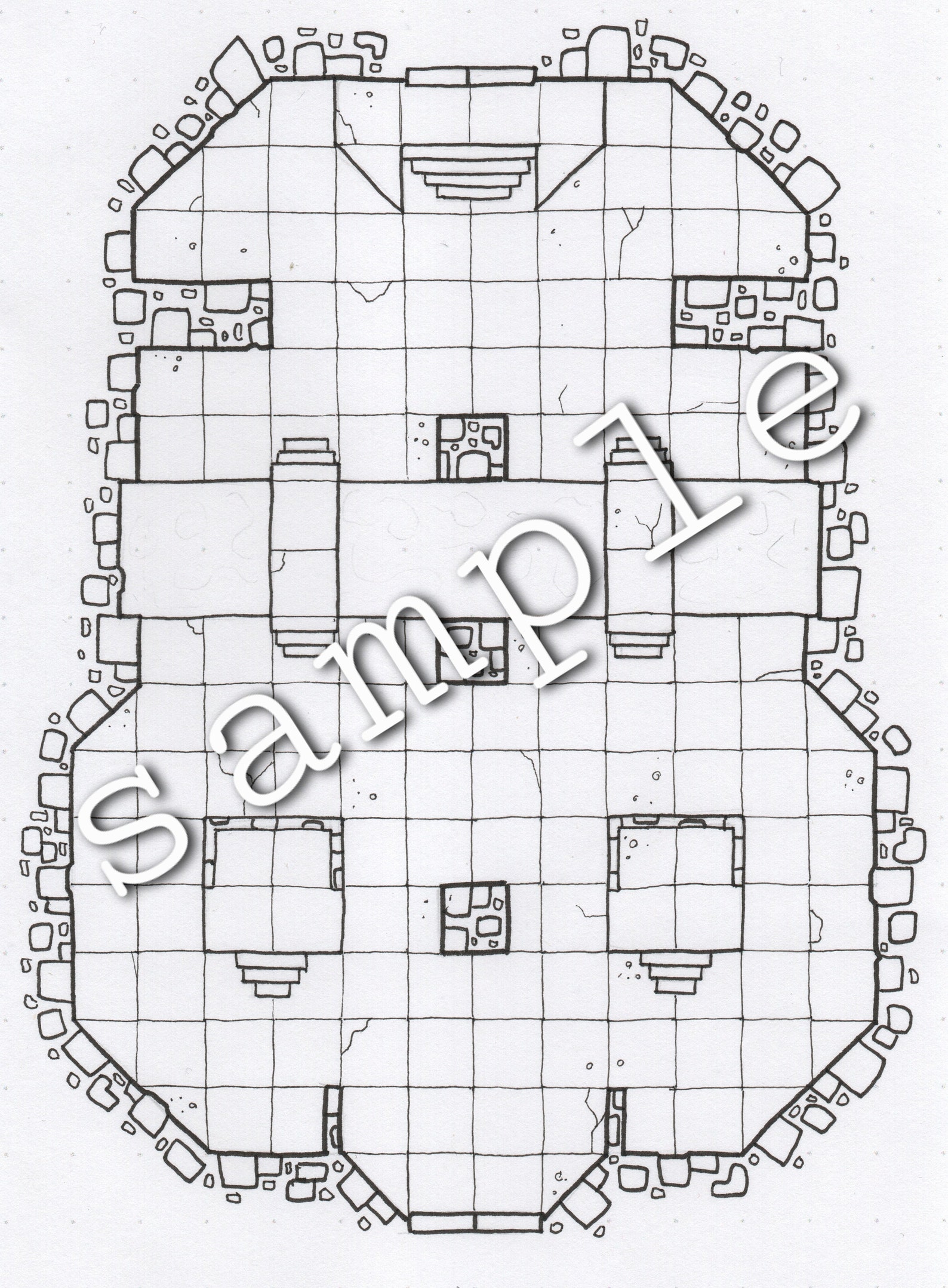 Hand-drawn Battle Map: Coloured Lava Crossing Temple - Etsy