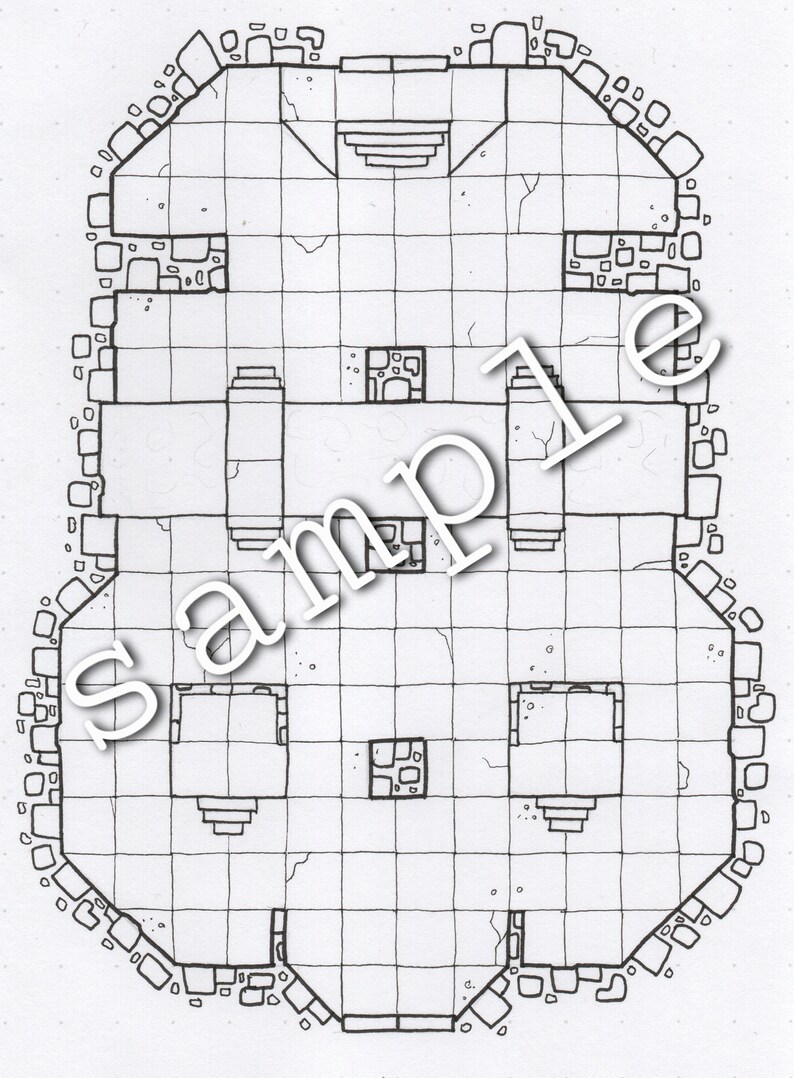 Hand-drawn Battle Map: Coloured Lava Crossing Temple - Etsy Hong Kong