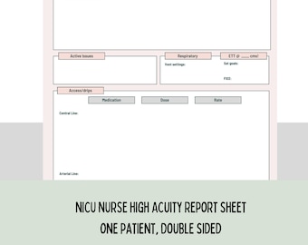 NICU Report Sheet - Etsy