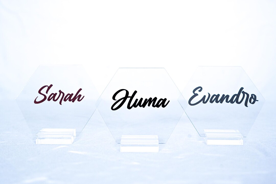 Personalized Acrylic Name Signs With Stand – Custom Hexagon/rectangular ...