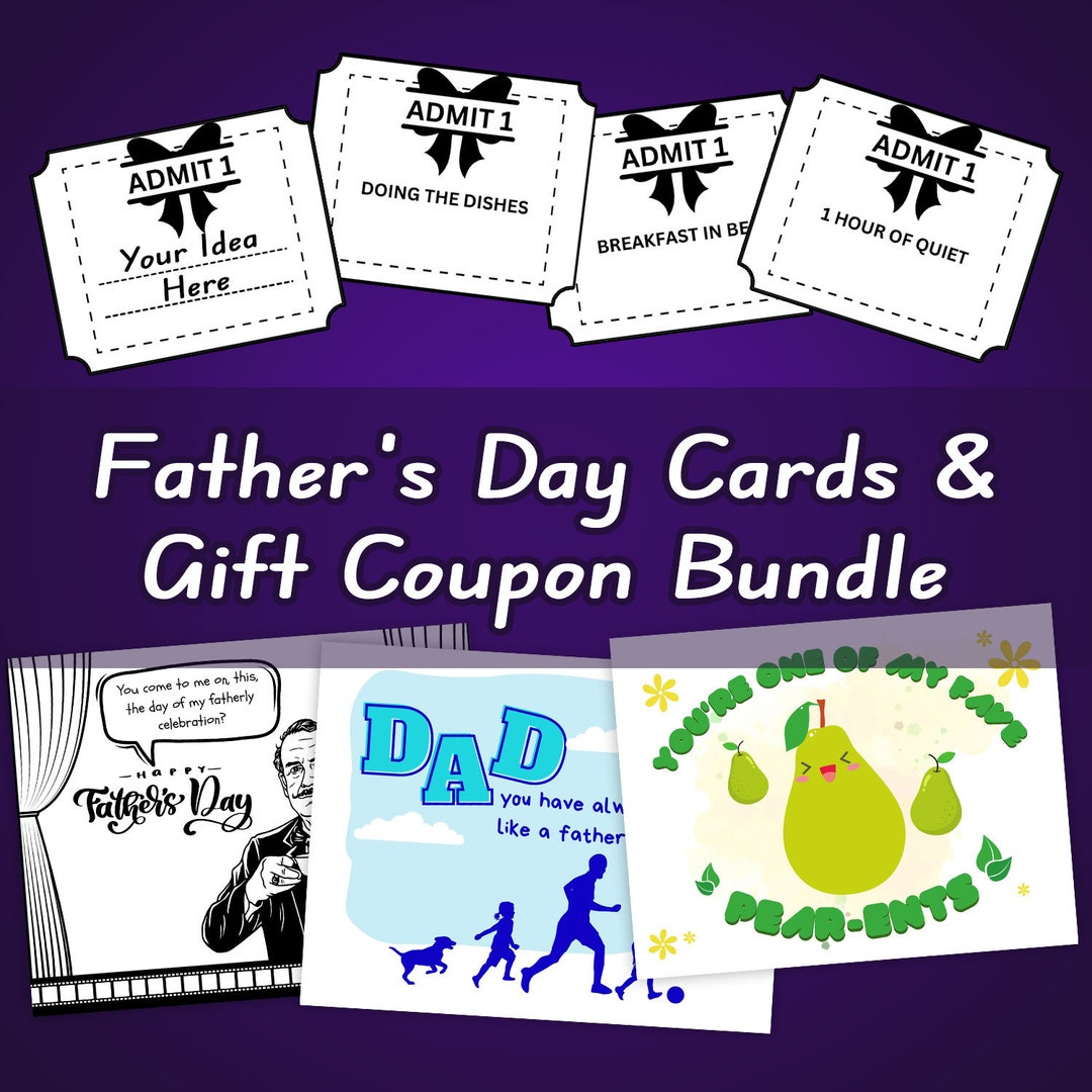 Father's Day Cards & Gift Coupon - Digital Print Bundle - Etsy