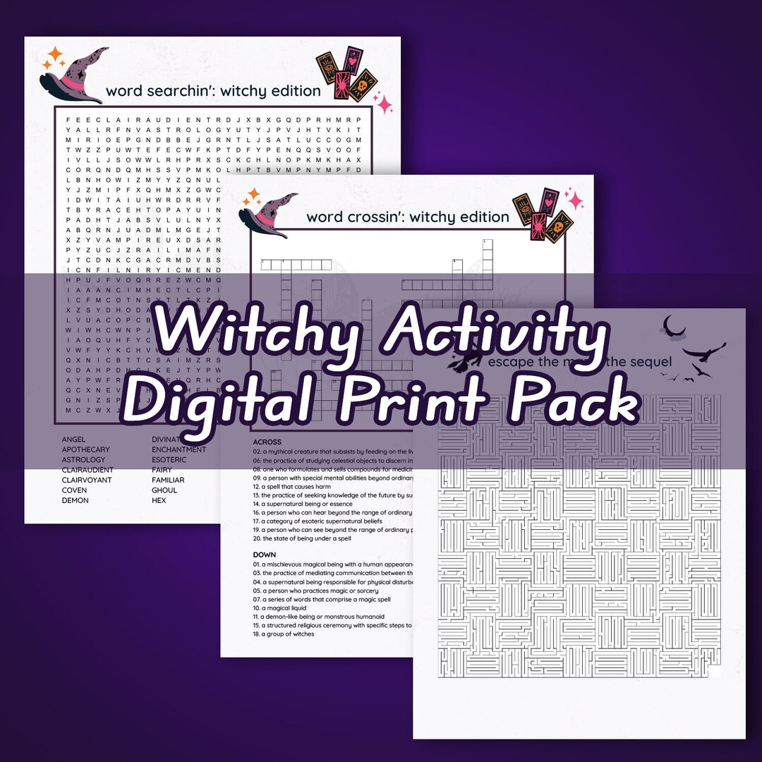 Witchy Themed Activity Digital Print Pack - Etsy