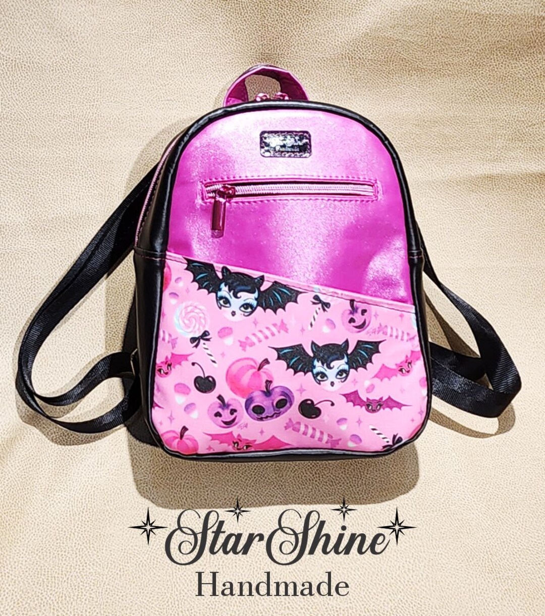 Cute and Spooky, Pink and Black Bat Girl, Mini Backpack - Etsy