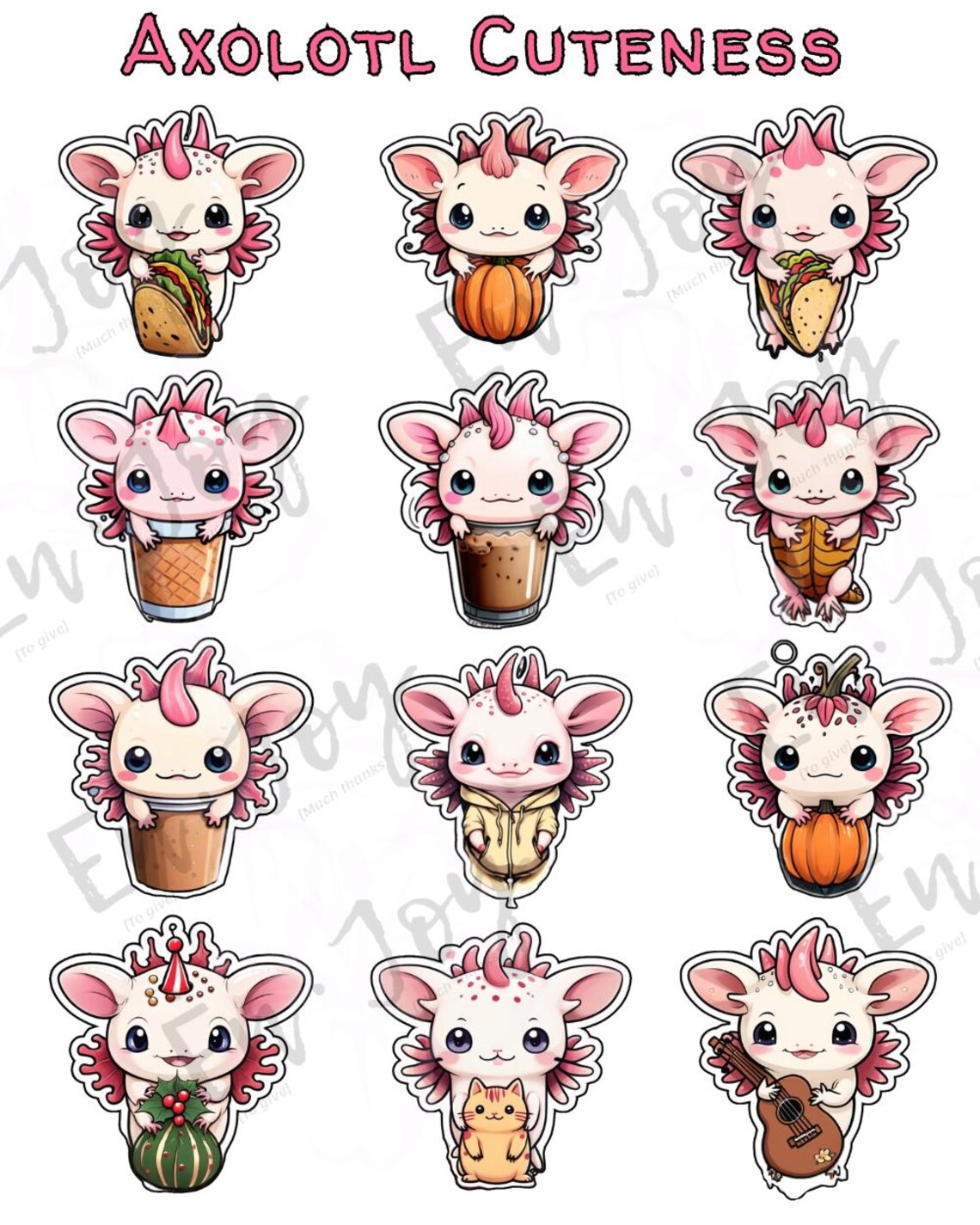 Axolotl Clipart Printable Perfect for Kids, Planners and Craft Projects ...