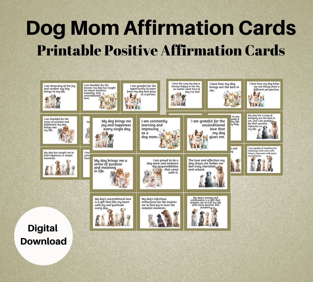 Dog Mom Affirmation Cards. Printable Dog Lover Positive Messages ...