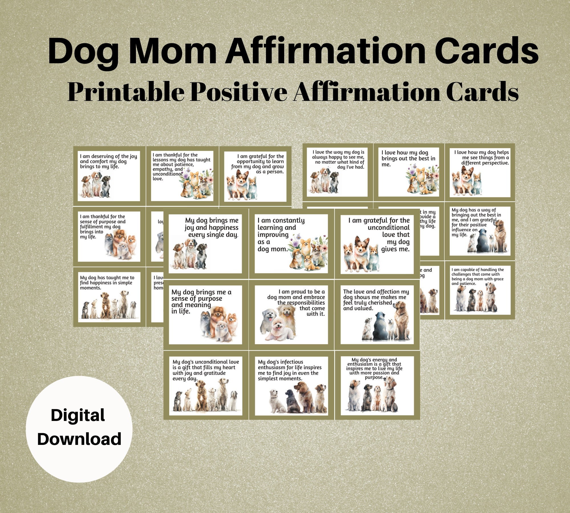 Dog Mom Affirmation Cards. Printable Dog Lover Positive Messages ...