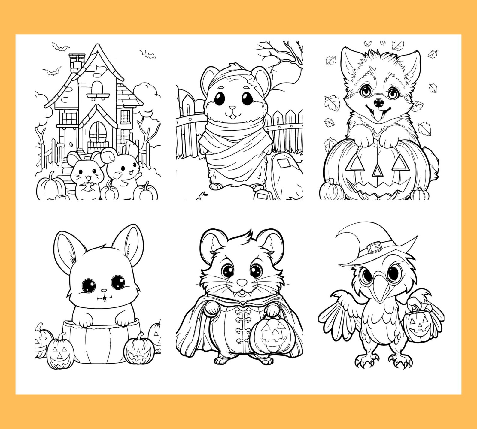 Pet Halloween Coloring Pages, Printable Coloring Page, Digital Download ...