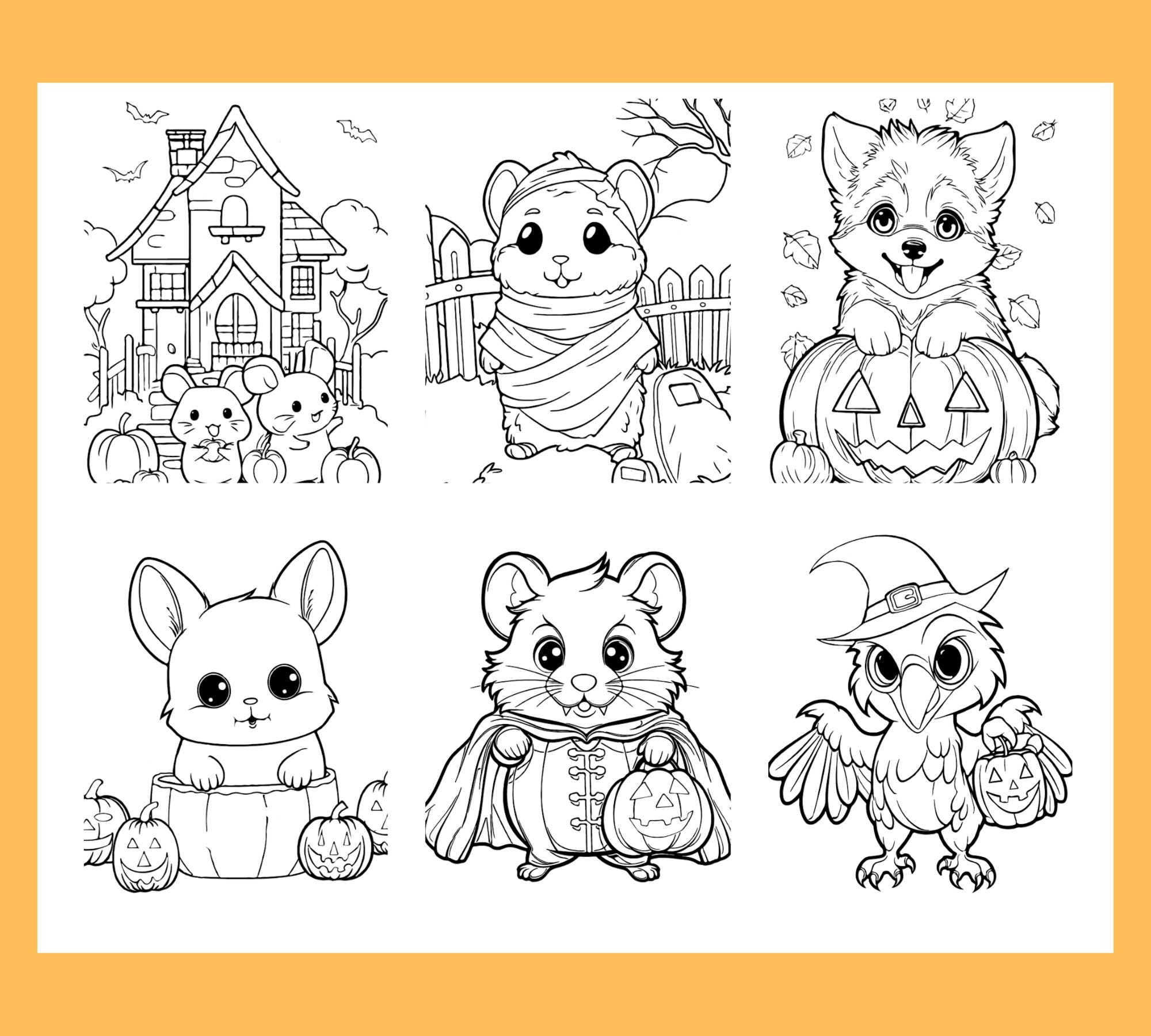 Pet Halloween Coloring Pages, Printable Coloring Page, Digital Download ...