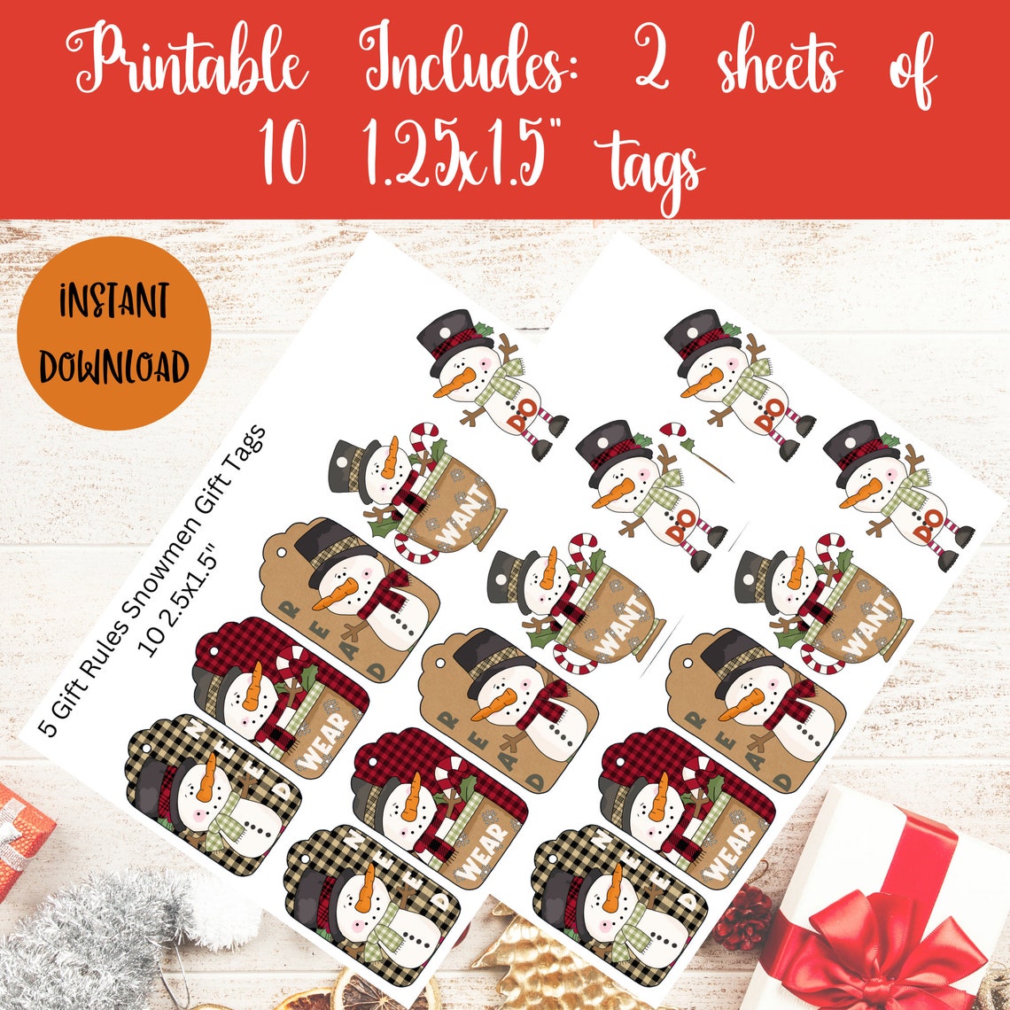 5 Gift Christmas Rule Tags Cozy Christmas Gift Tag Smores - Etsy