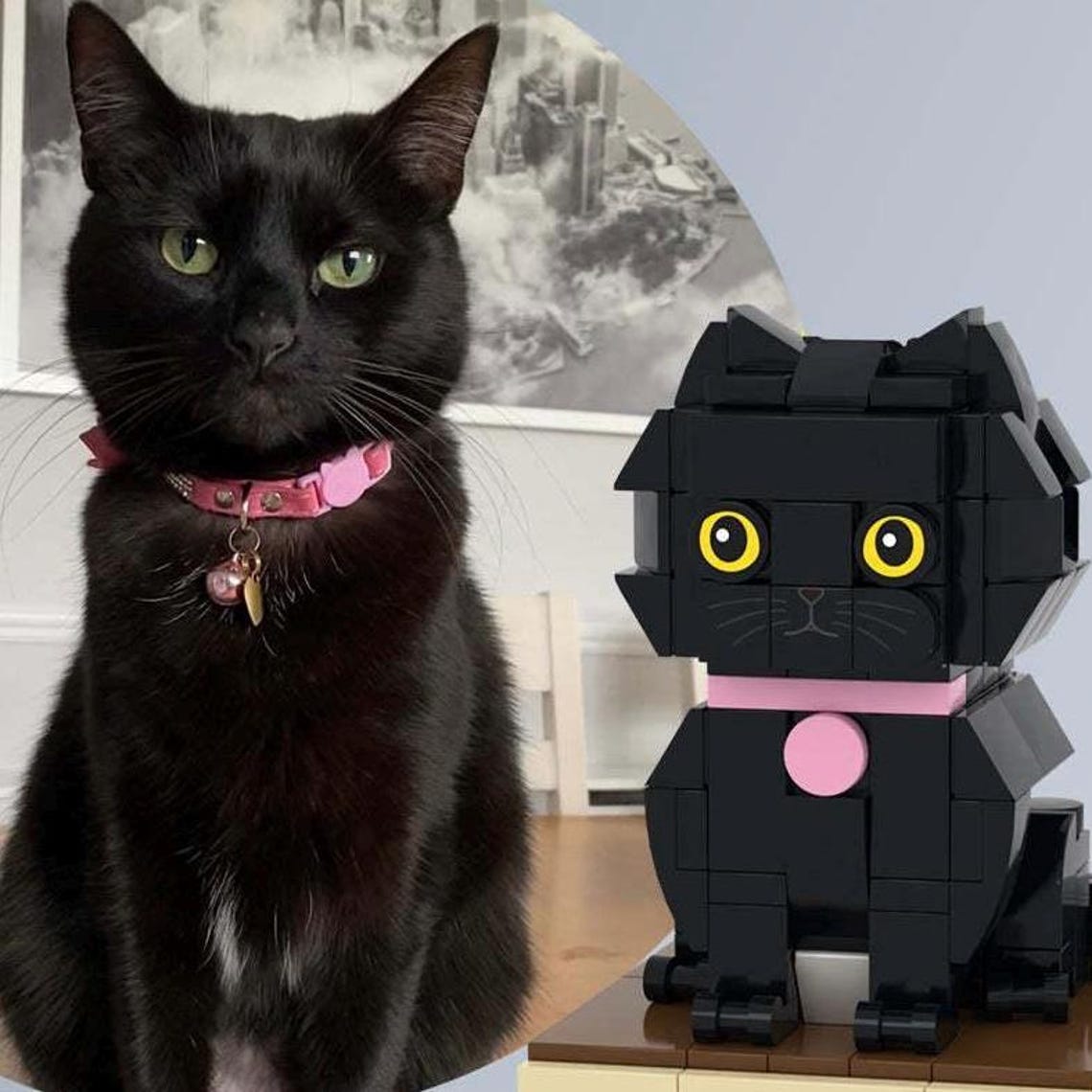 Custom Black Cat Brick Figures Full Body Customizable 1 Cat Photo Small ...