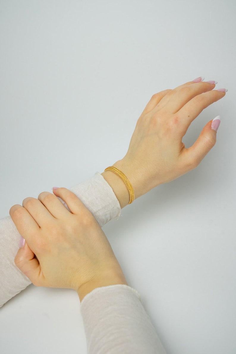 Luxurious Gold Braided Cuff Bracelet Vintage Silver Braided Bangle ...