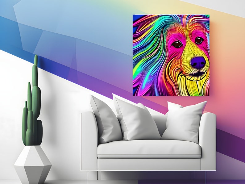 Furry Pop Fantasia Instant Download Printable Dog Pop Art, Colorful Pet ...