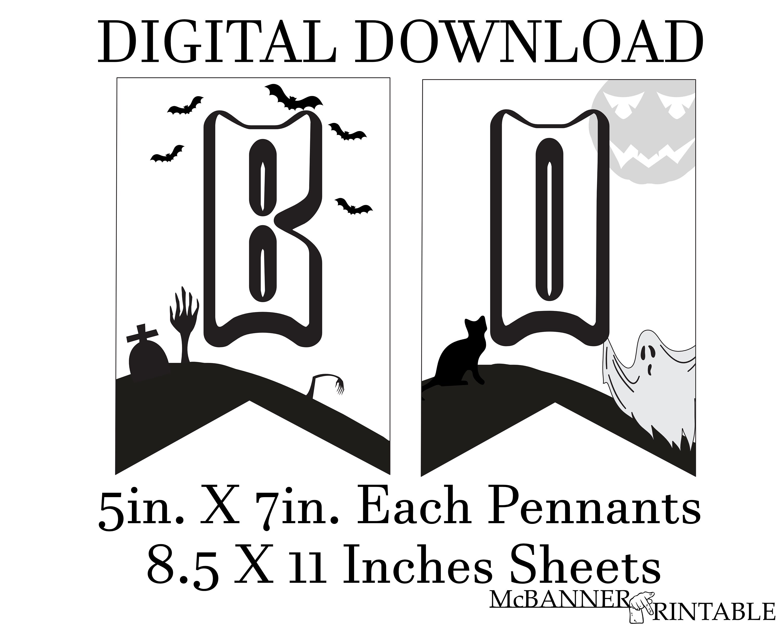 Boo Banner Printable Halloween Decor Printable Instant Download ...