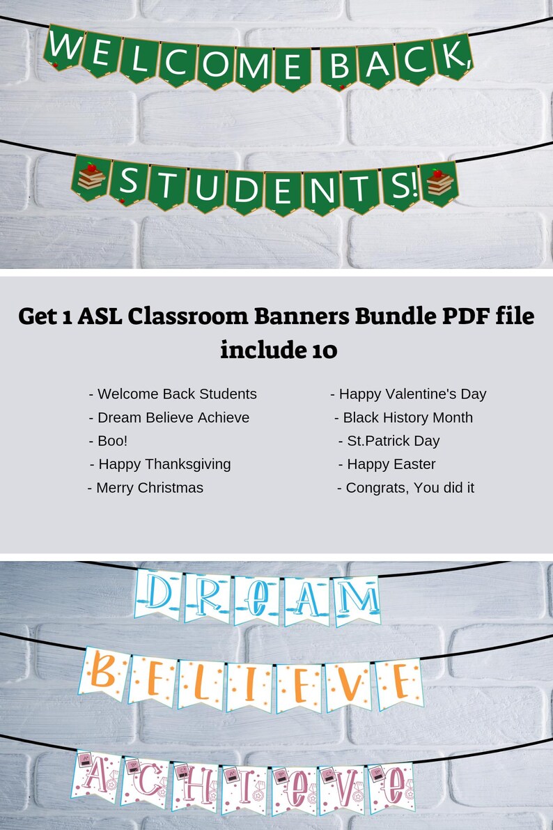 ASL Classroom Banners Bundle | Deaf Classroom Decor Printable ...