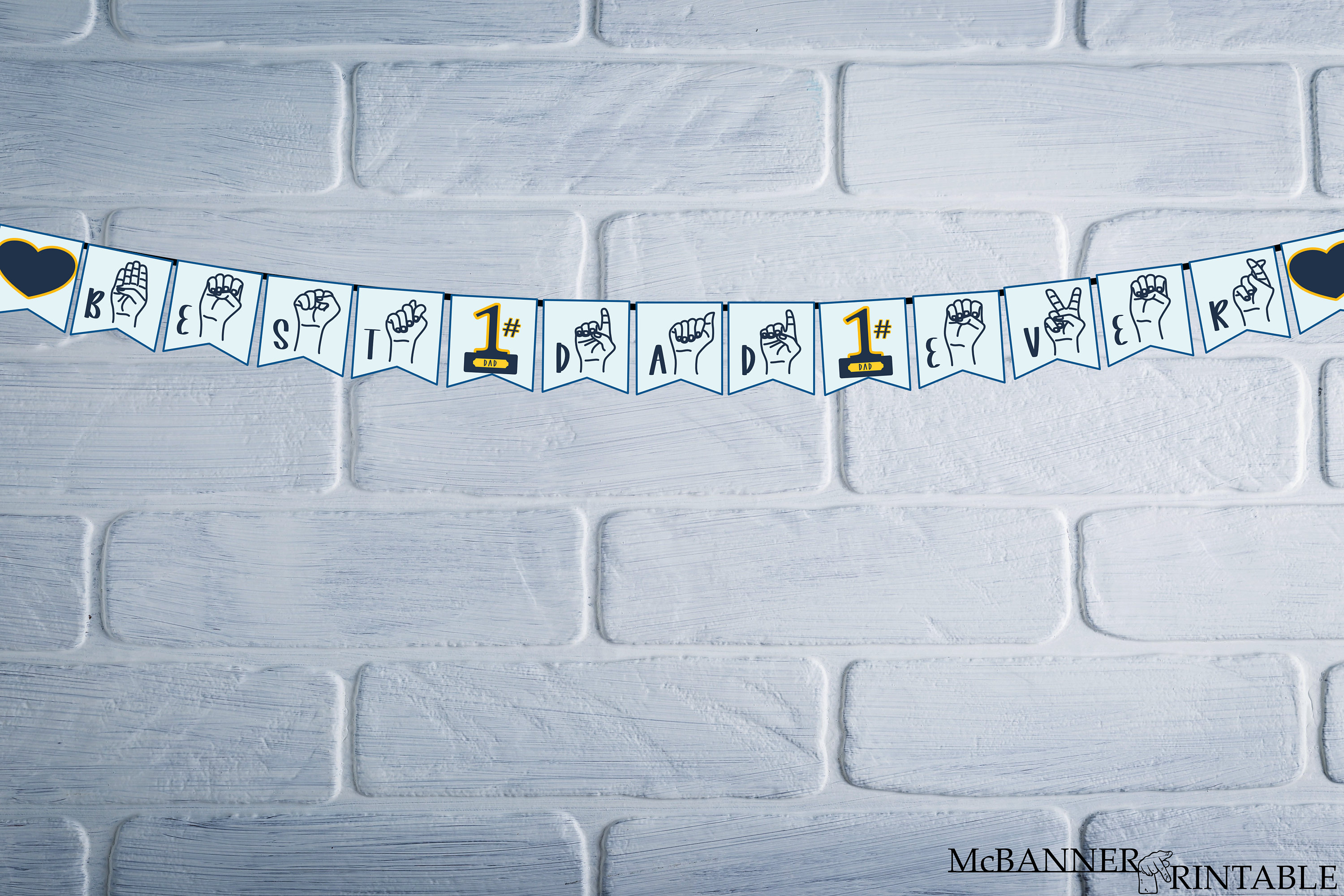 ASL Best Dad Ever Printable Banner | American Sign Language Father's ...