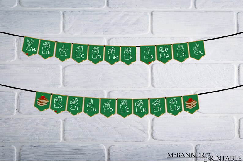 ASL Welcome Back Students Banner, Classroom Decor (PDF) - Etsy
