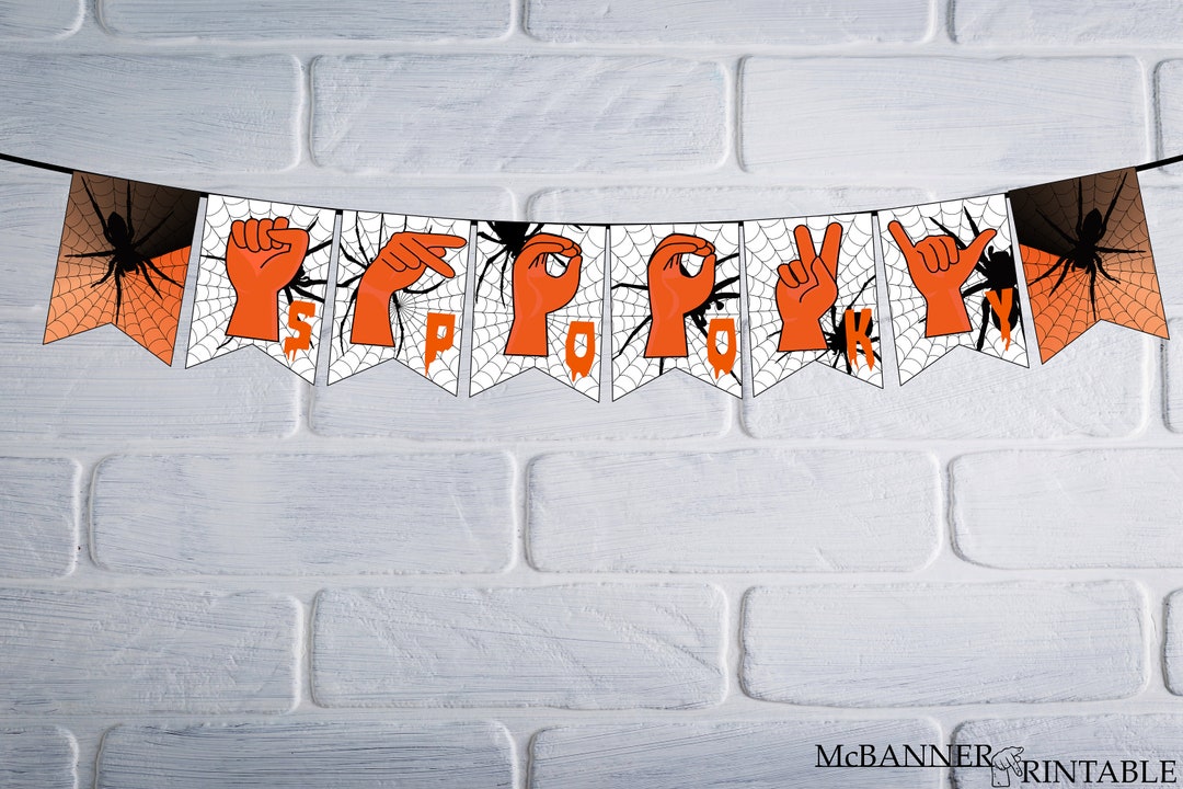 American Sign Language Spooky Printable Banner Halloween Banner ...