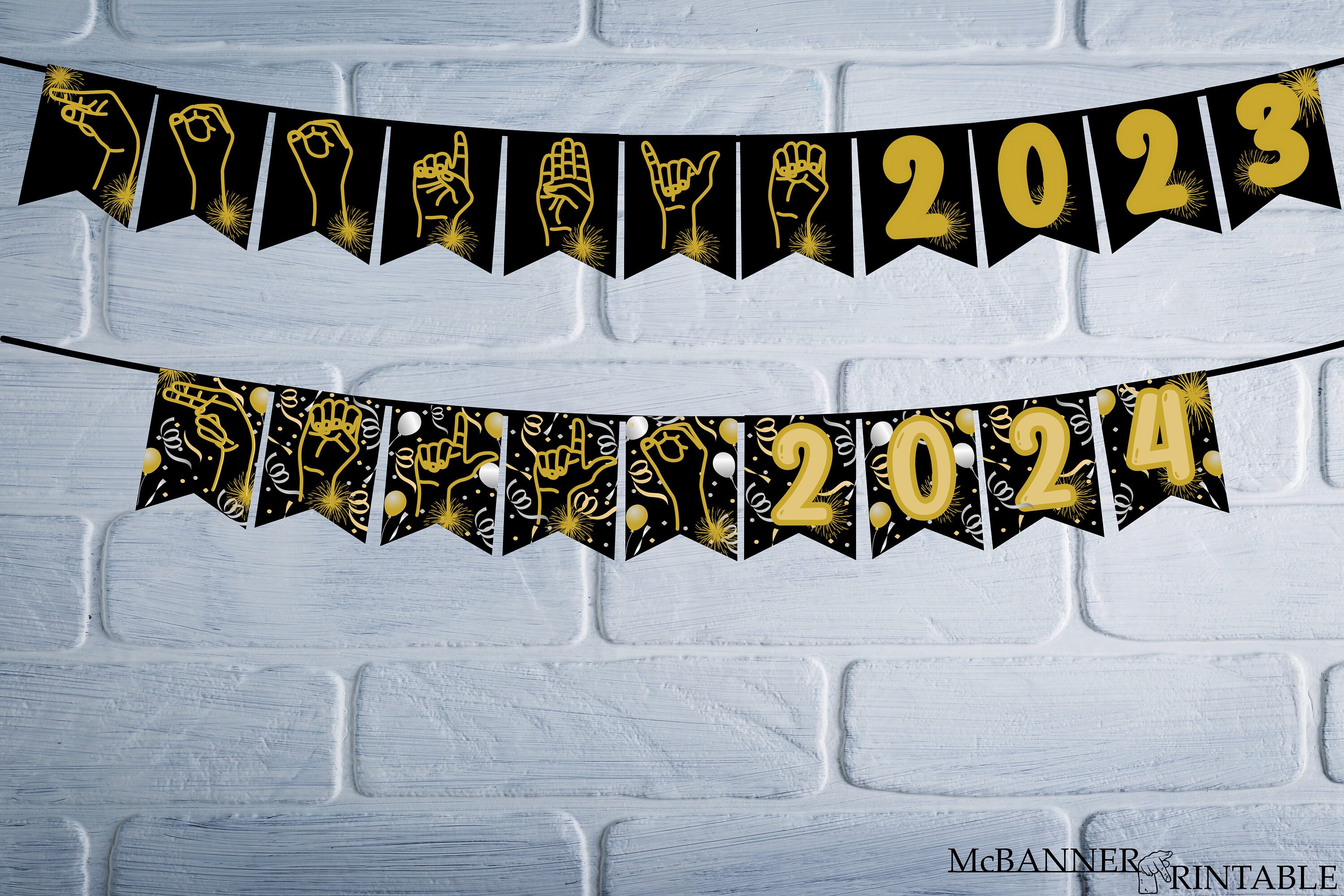 Goodbye2023hello2024 Sign Printable Banner 2024 New Year Sign Language ...