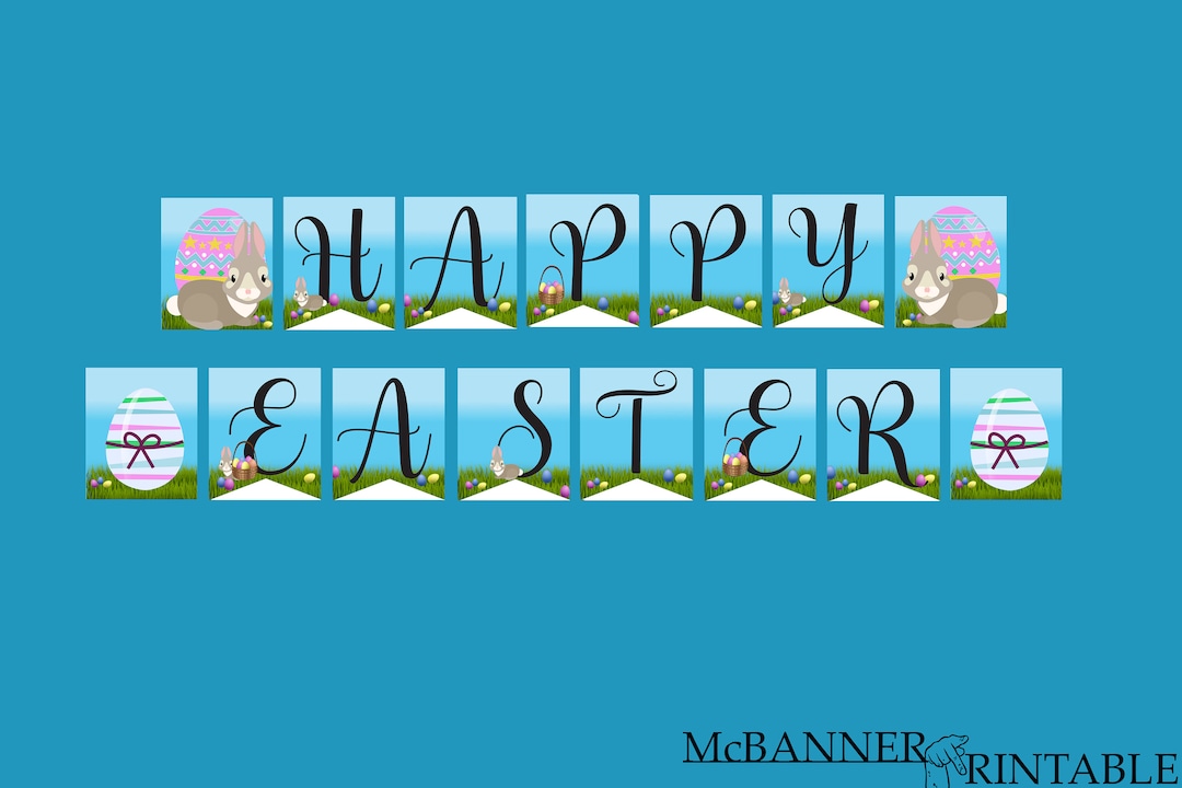 Happy Easter Pennant Easter Banner Easter Designs Easter Printable ...