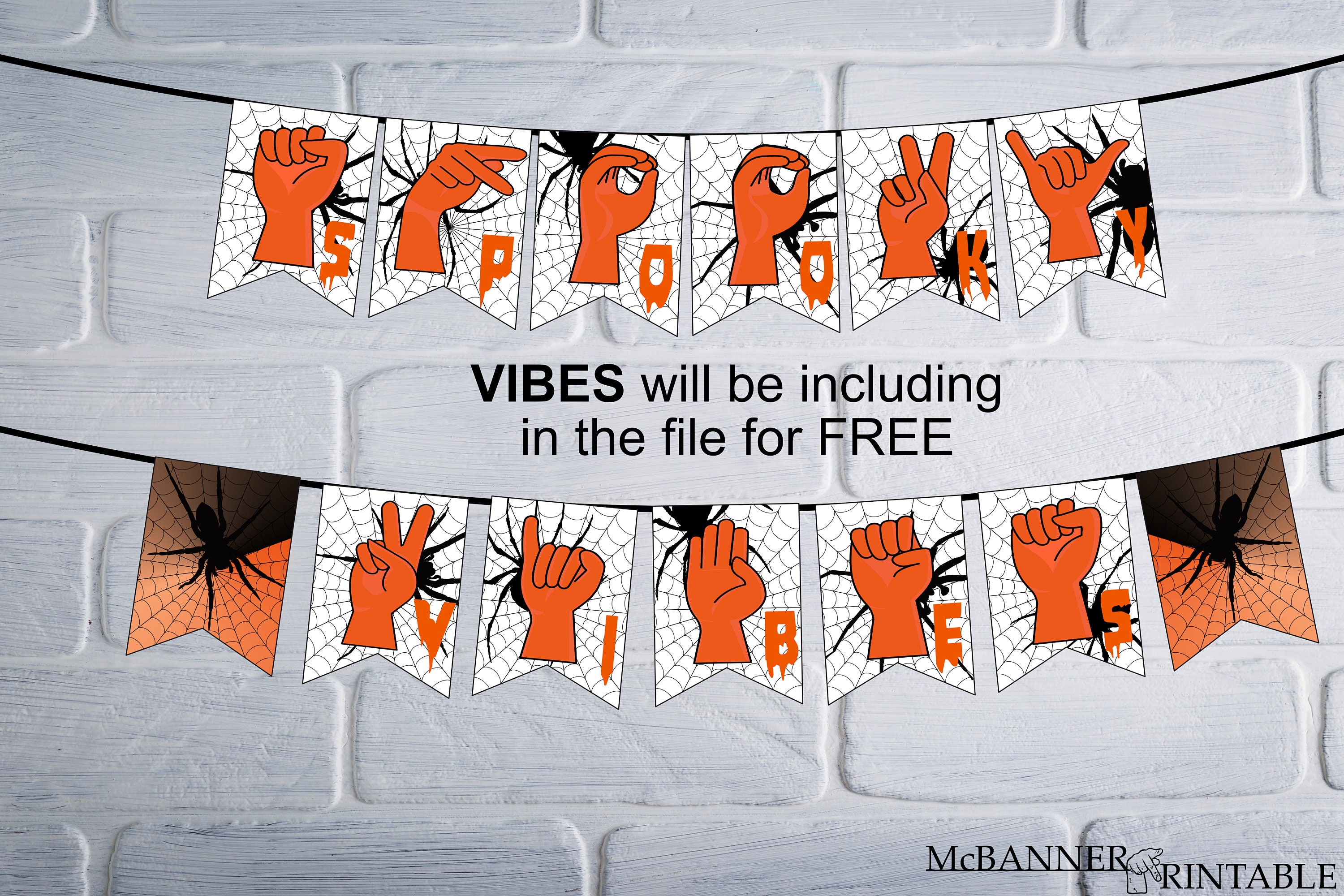 American Sign Language Spooky Printable Banner Halloween Banner ...