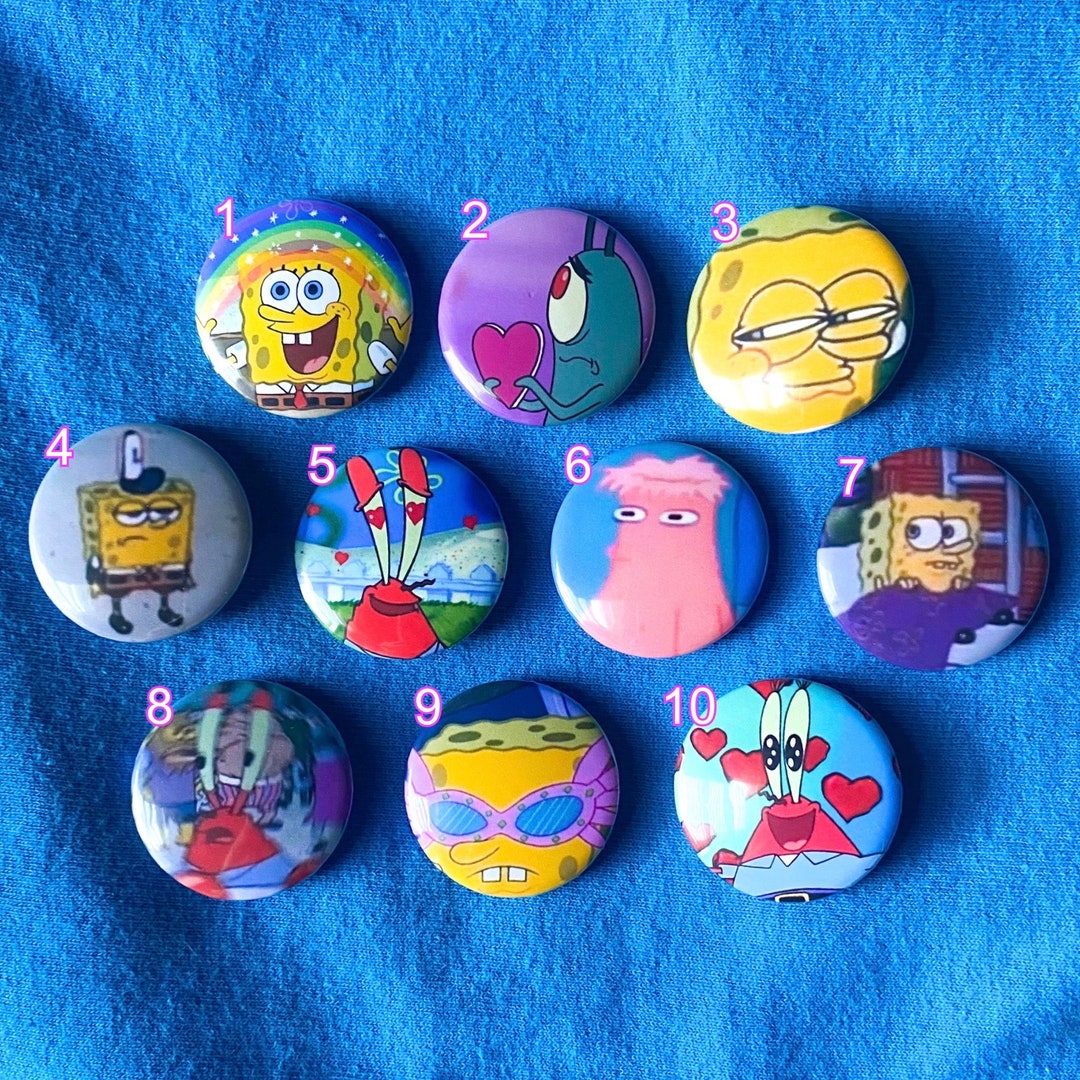 Spongebob Pins Buttons 1.25 Pins for Backpacks Funny Pin - Etsy
