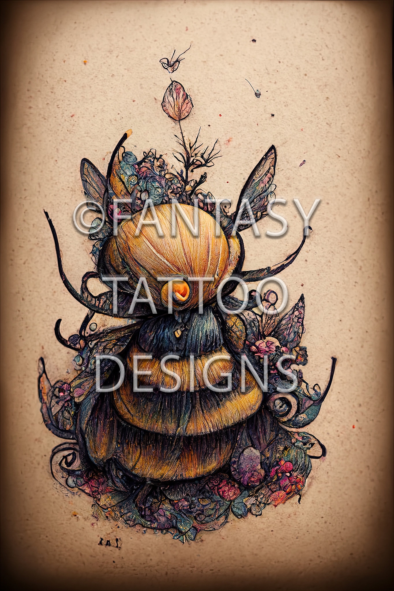 Beehive Fantasy Tattoo Design Digital Download - Etsy