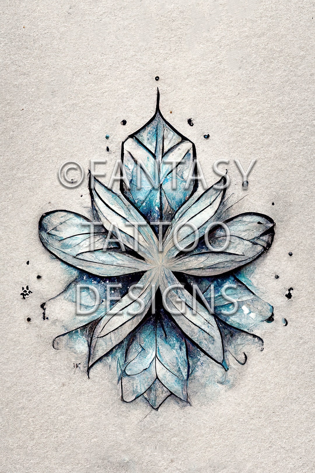 Snowflake Fantasy Tattoo Design Digital Download Illustration Artwork ...
