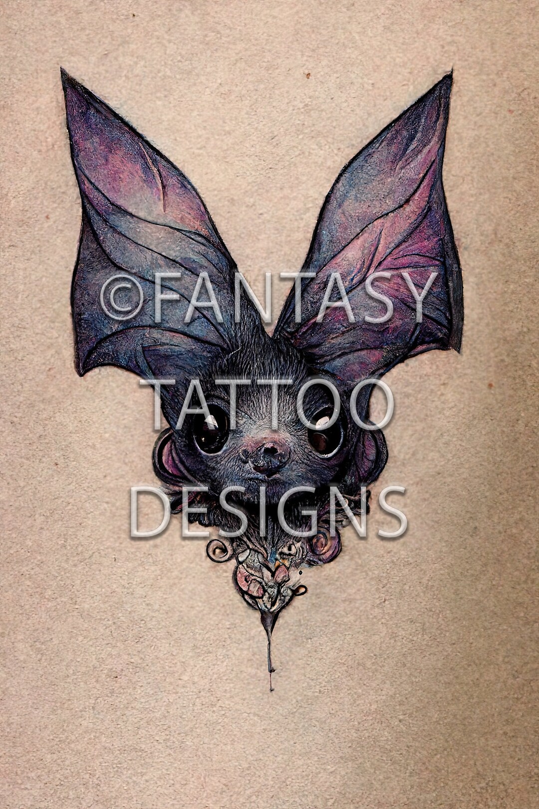 Bat Fantasy Tattoo Design Digital Download - Etsy