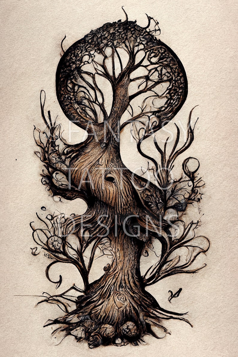 Enchanted Tree Fantasy Tattoo Design Digital Download - Etsy