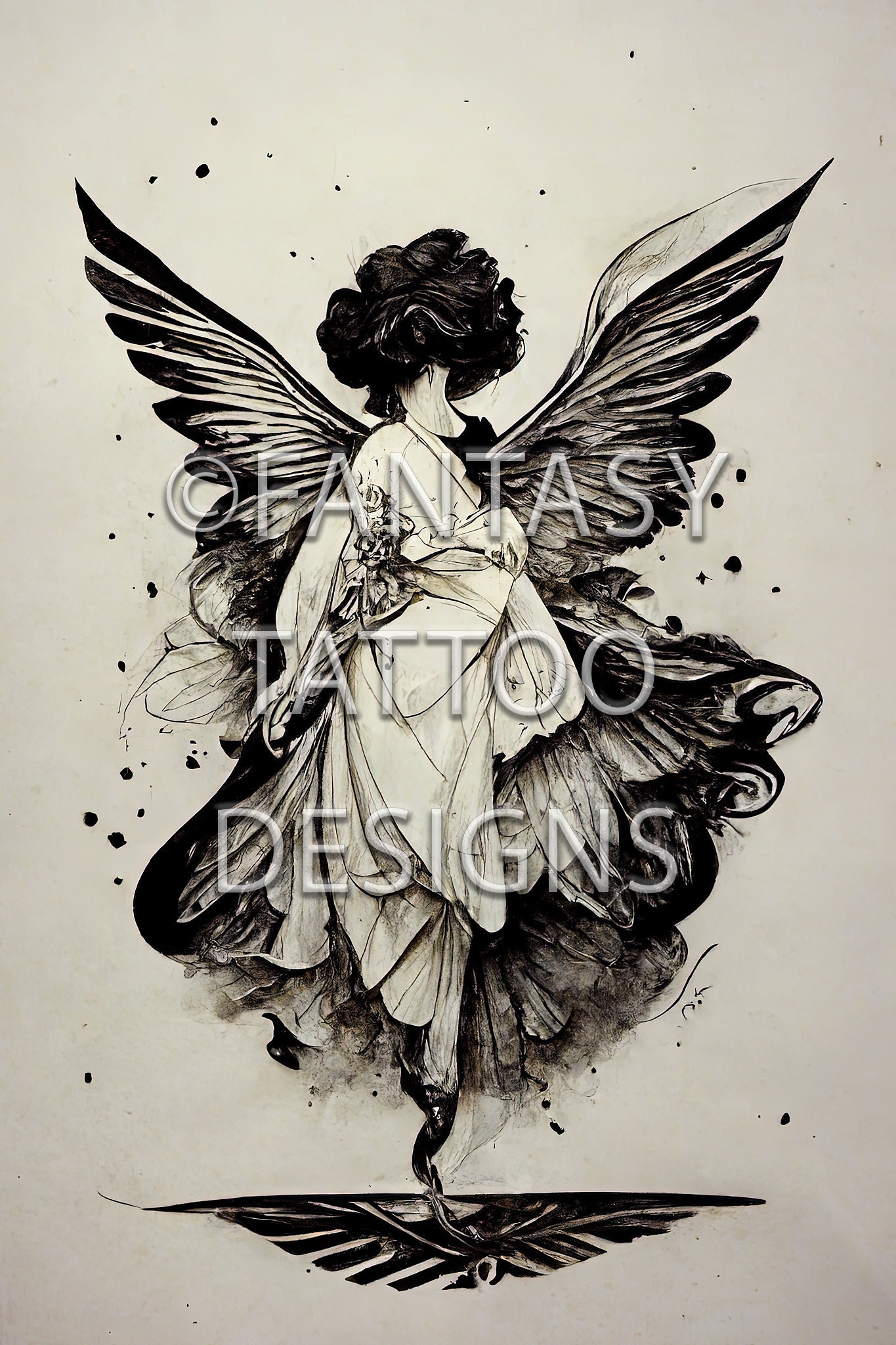 Angel 1 Fantasy Tattoo Design Digital Download - Etsy