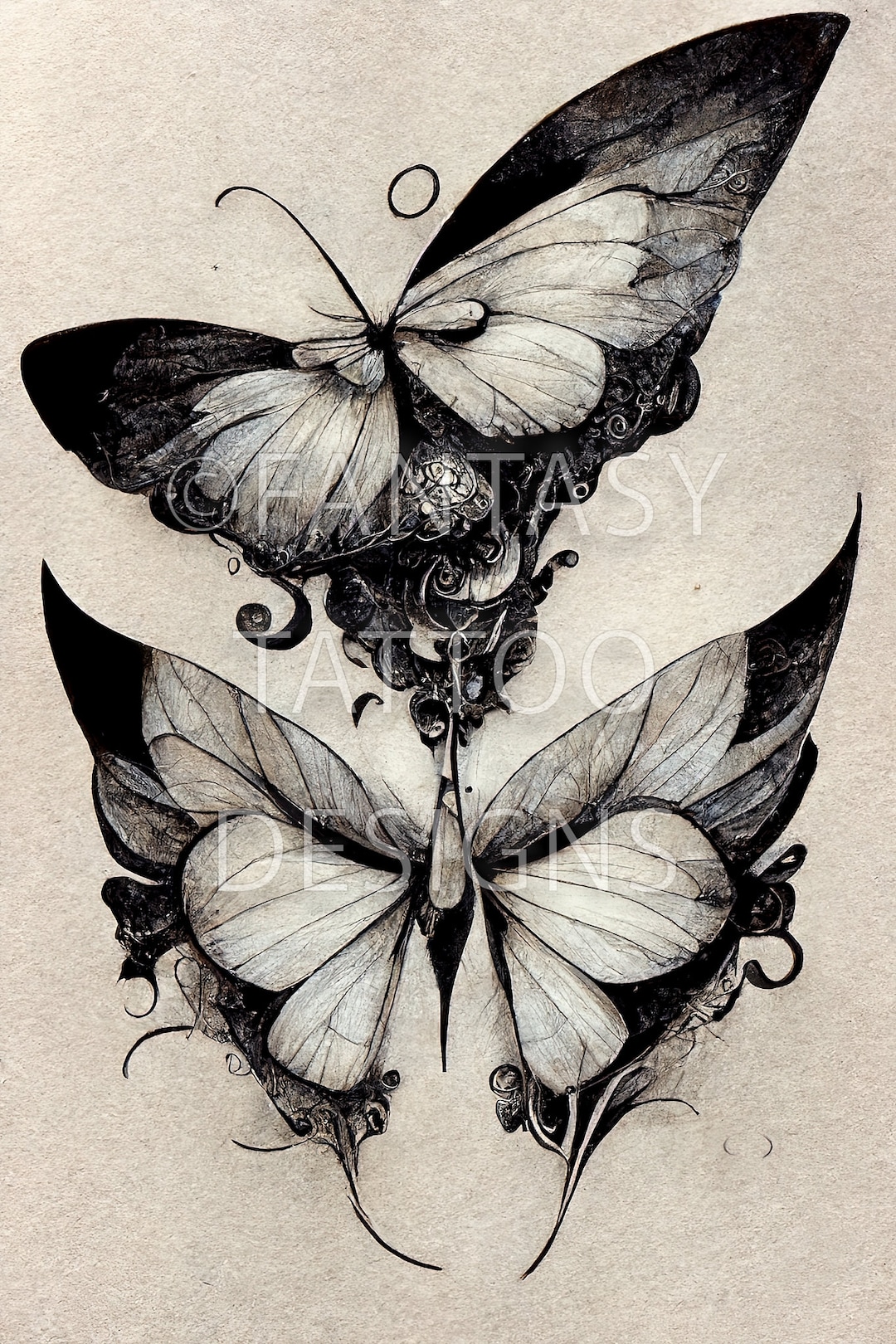 Butterfly Fantasy Tattoo Design Digital Download - Etsy