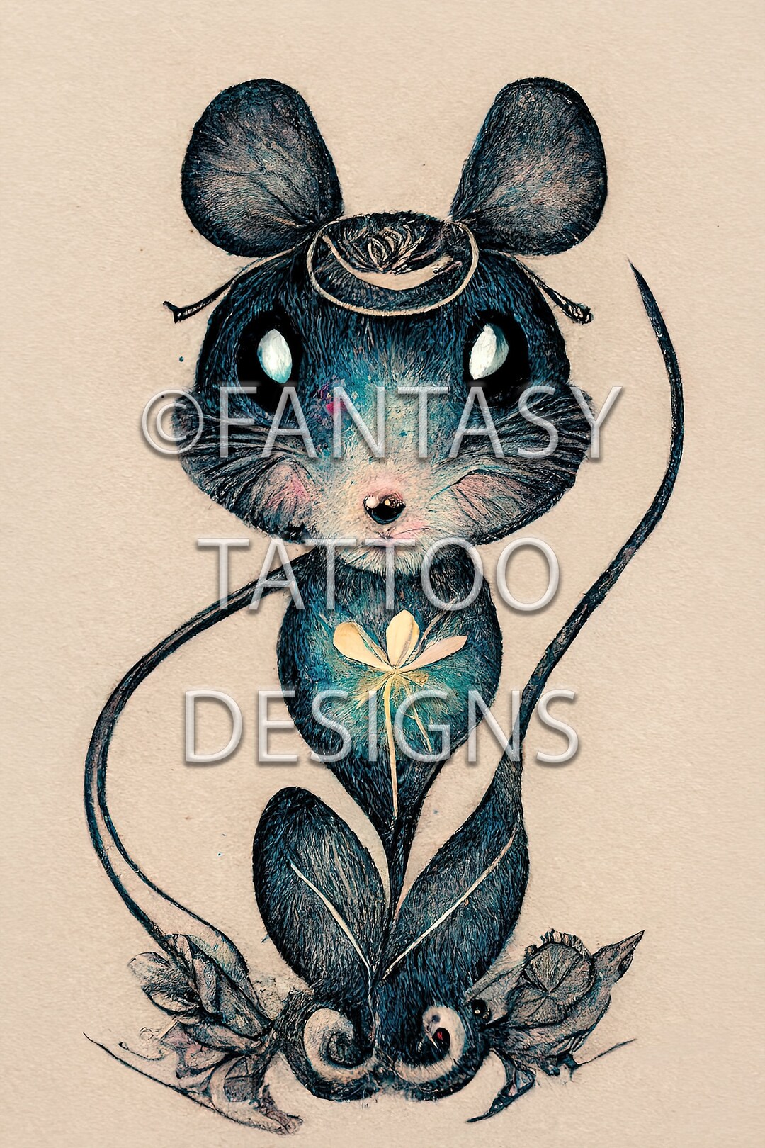 Mouse Fantasy Tattoo Design Digital Download - Etsy