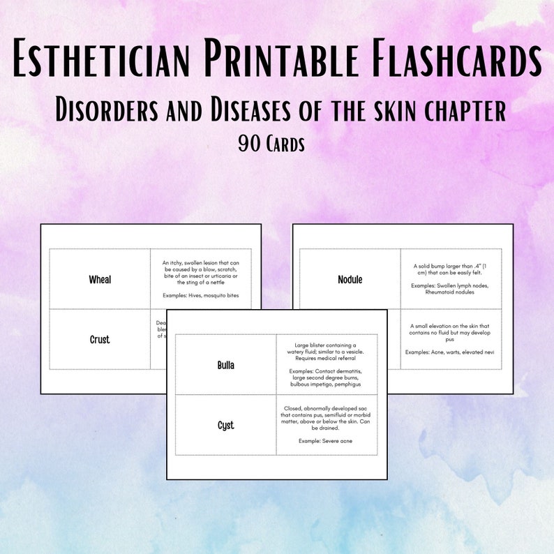90 Disorders and Diseases of the Skin Flashcards, Printable Flashcards ...