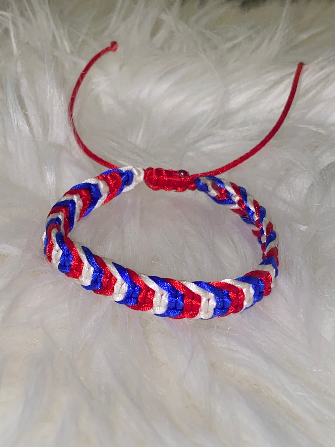 Flag Colors Bracelet , Red White & Blue String Bracelet, Pulcera Hilo ...