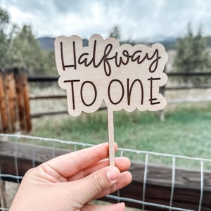 Halfway to One Caketopper Halfway to One Girl Wooden Cake Topper Baby ...