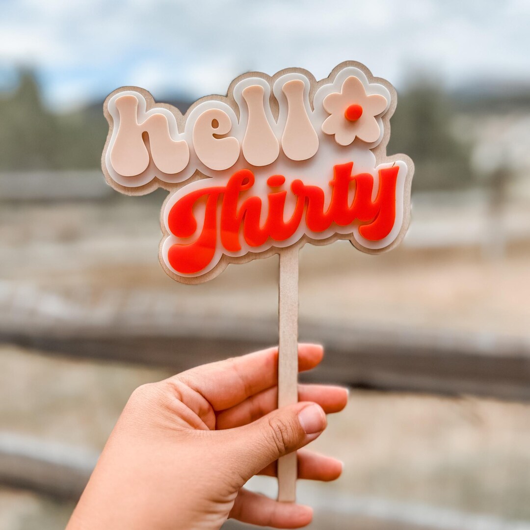 Boho Hello Thirty Cake Topper: Retro 30th Birthday Decor - Etsy